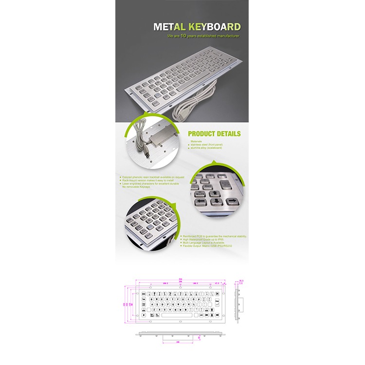 RKB-D-8601 Panel Mount Stainless Steel Keyboard